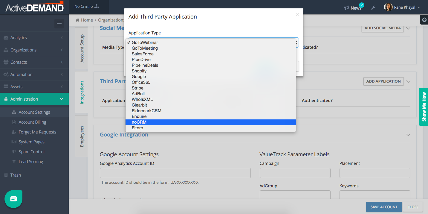 How to use ActiveDEMAND noCRM integration · noCRM.io